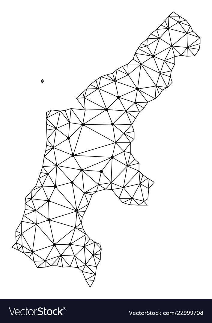 Polygonal network mesh map of saipan island Vector Image