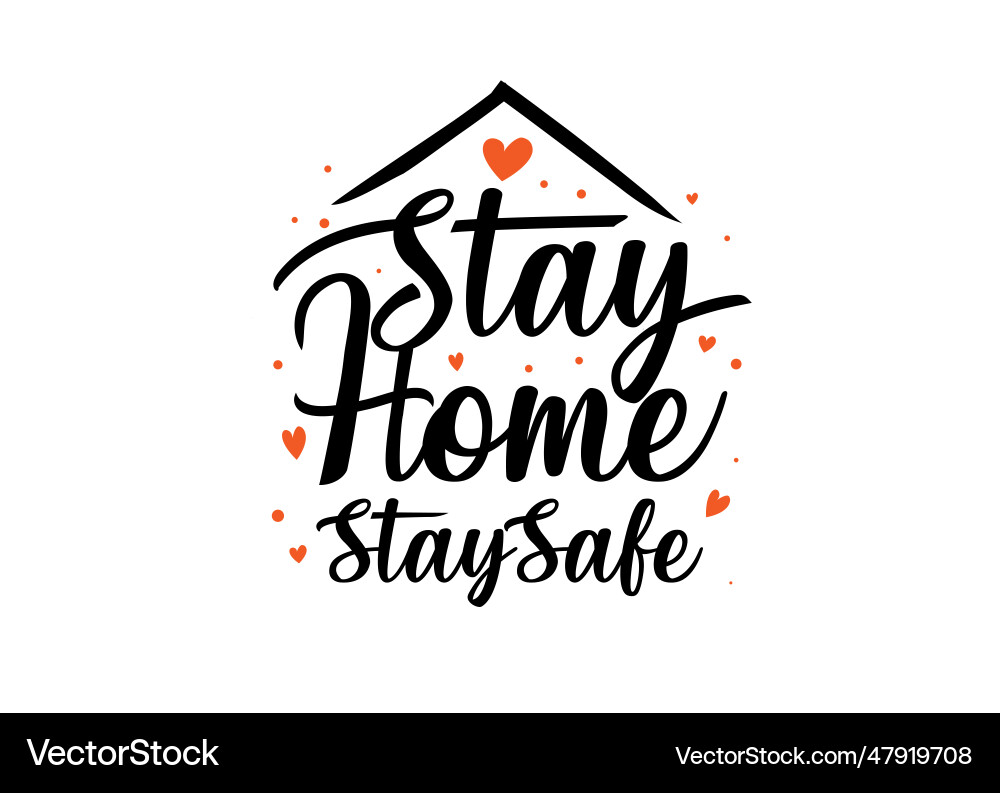 Stay home calligraphic logo Royalty Free Vector Image