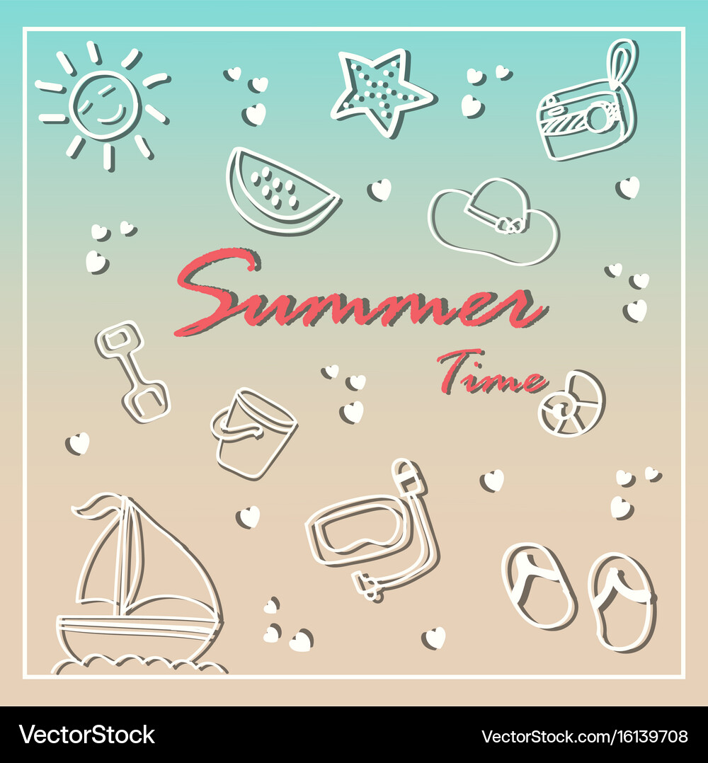 Summer holiday doodles icon set Royalty Free Vector Image