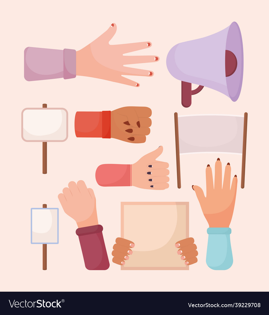 Ten protest items Royalty Free Vector Image - VectorStock