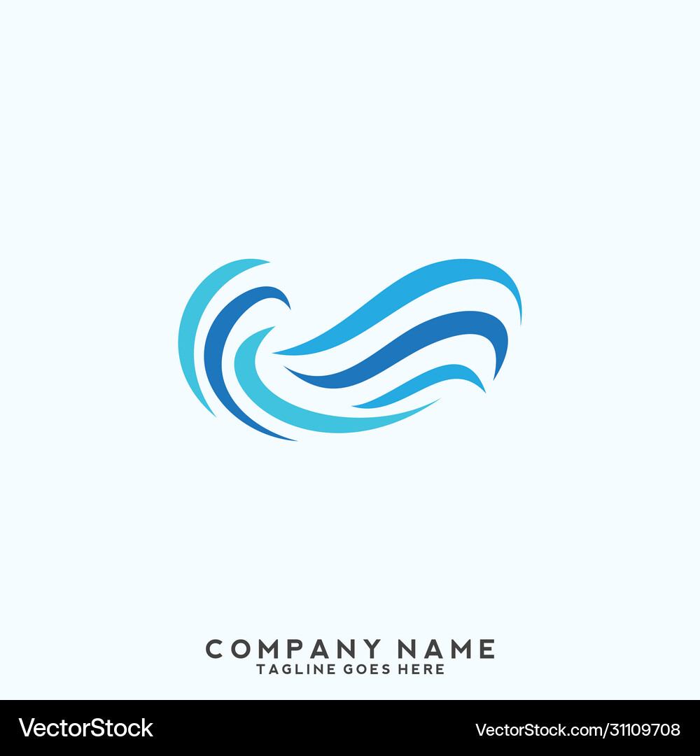 Water wave symbol and icon logo template Vector Image