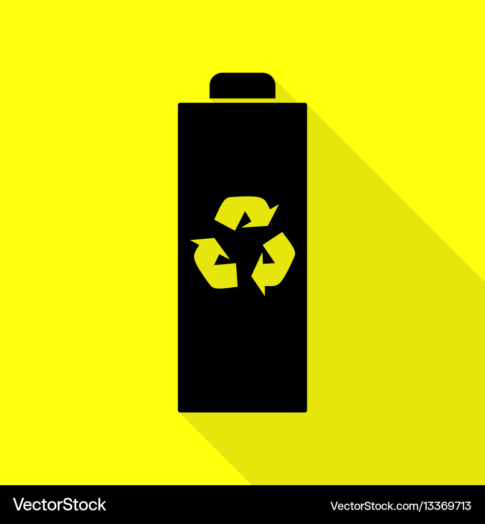 Battery recycle sign black icon Royalty Free Vector Image