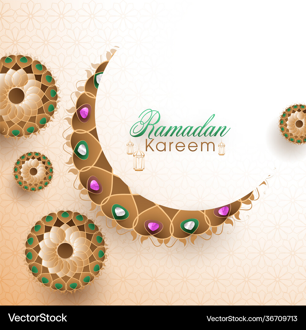 Beautiful crescent golden moon decorated Vector Image