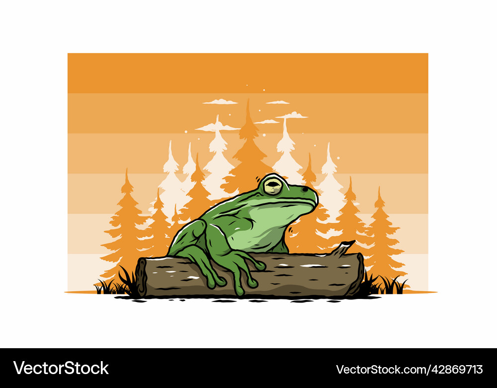 Big frog perched on a log Royalty Free Vector Image
