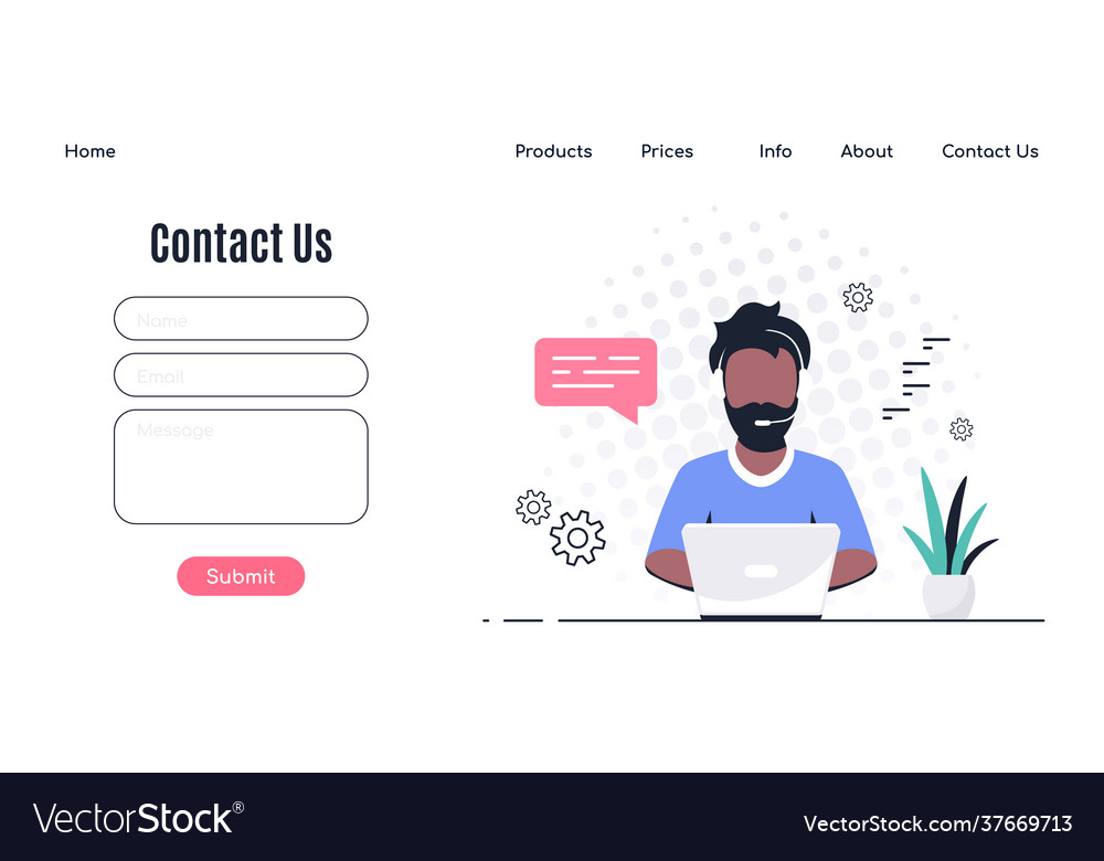 Contact us web page design template in flat style Vector Image