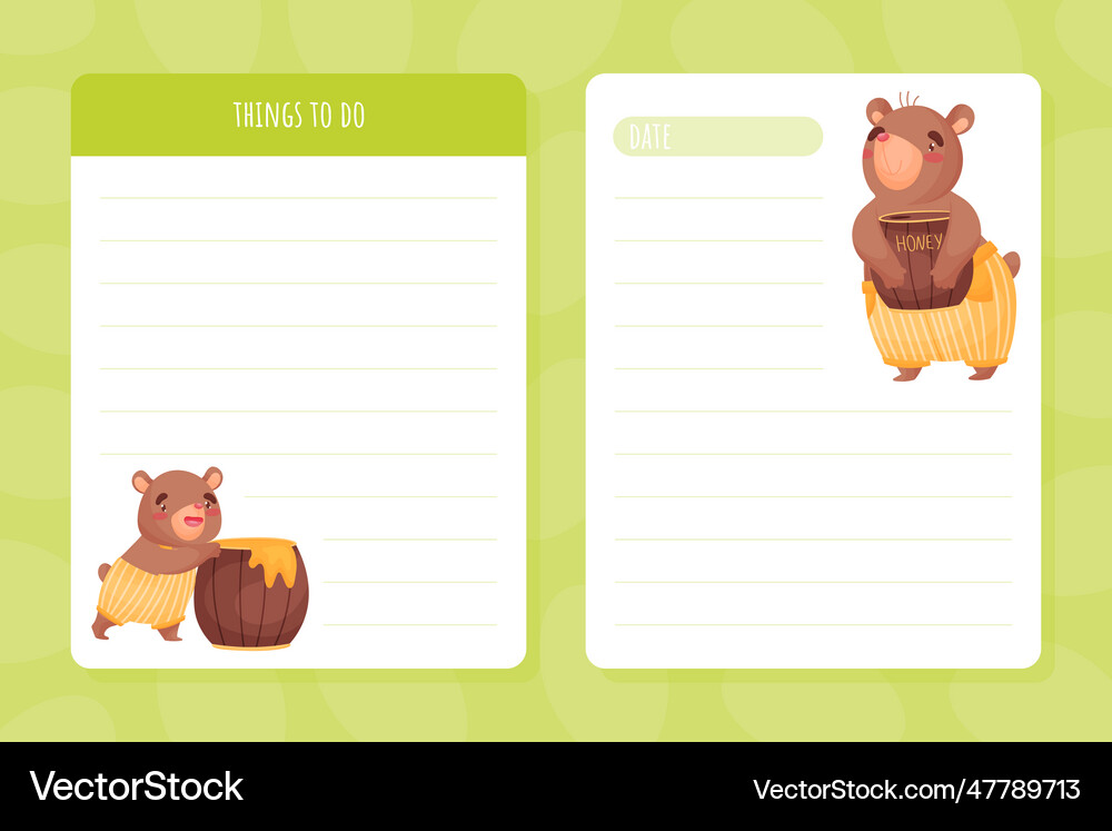 Empty card with cute brown bear animal character Vector Image