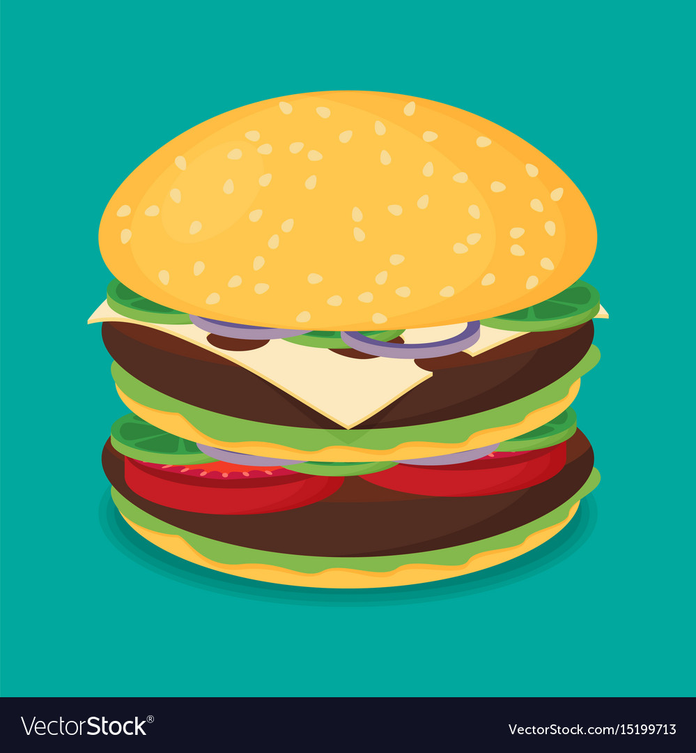 Hamburger flat design Royalty Free Vector Image