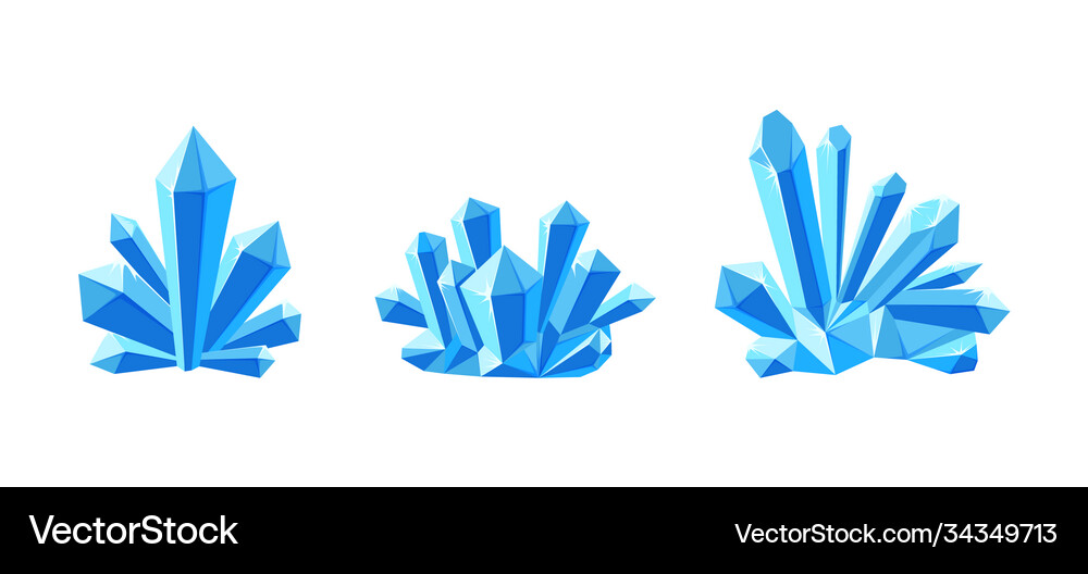 Ice crystals or gem stones with shade set Vector Image