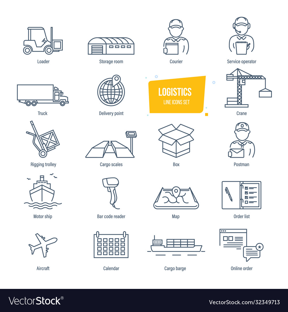 Logistics line icons set delivery logistics Vector Image