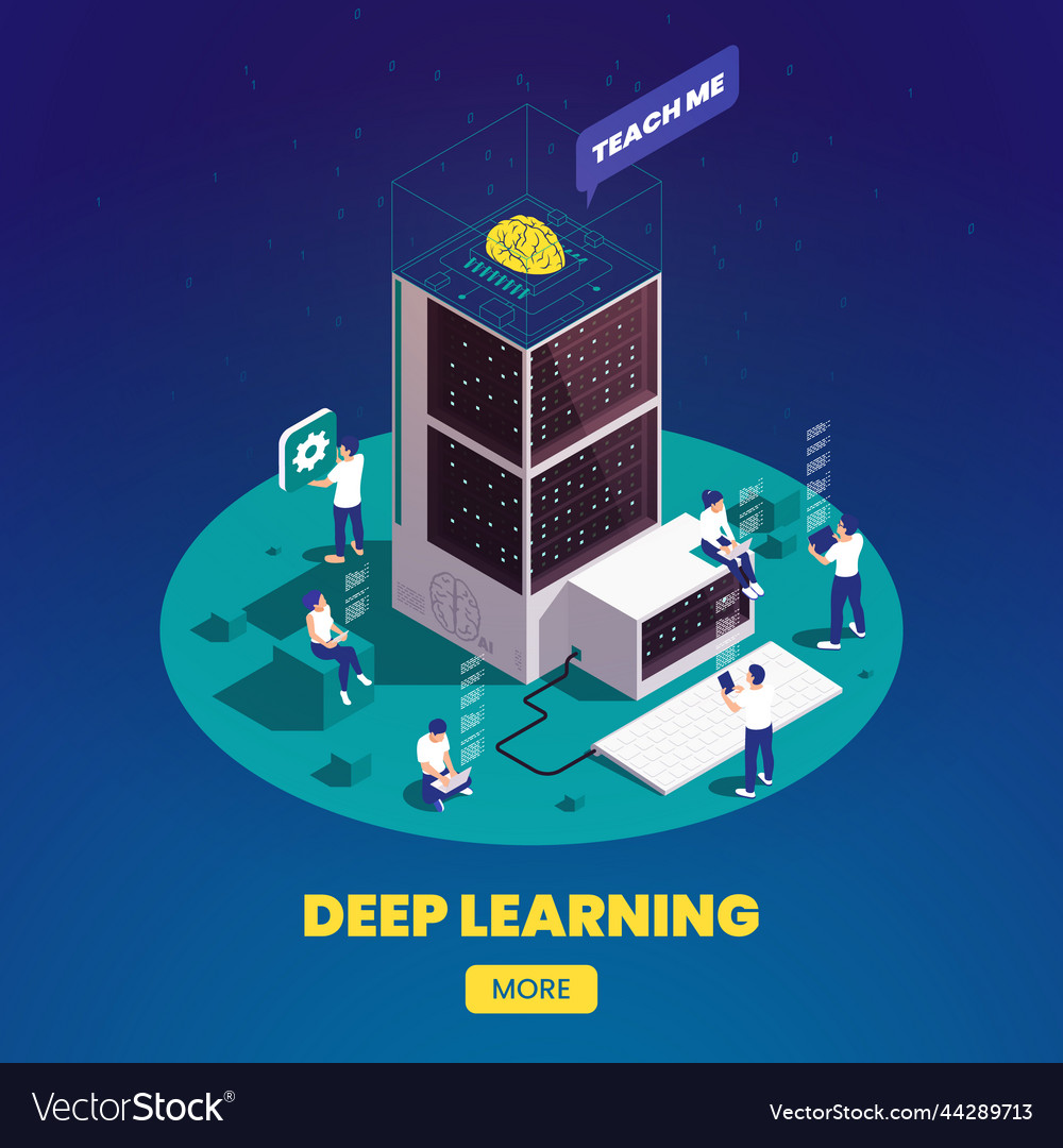 Machine Deep Learning Composition Royalty Free Vector Image