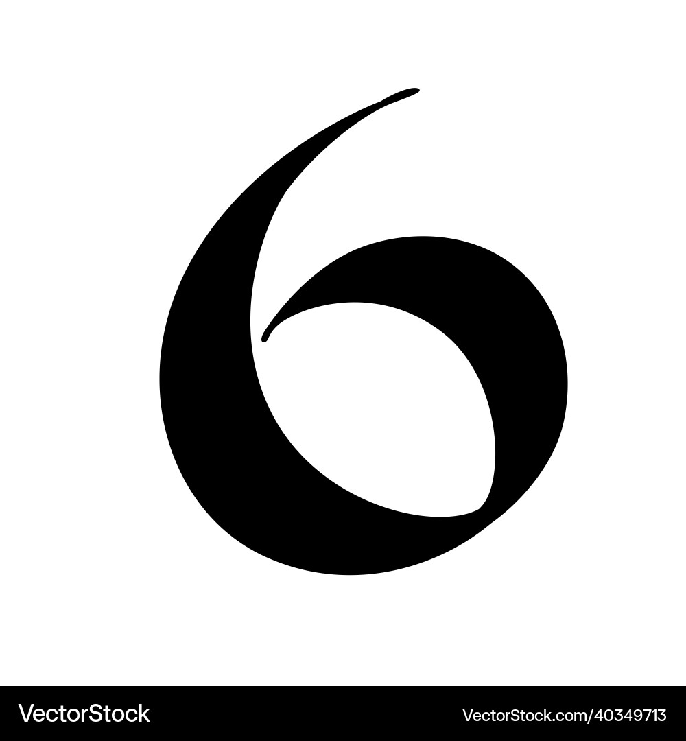 Number 6 in the gothic style symbol Royalty Free Vector