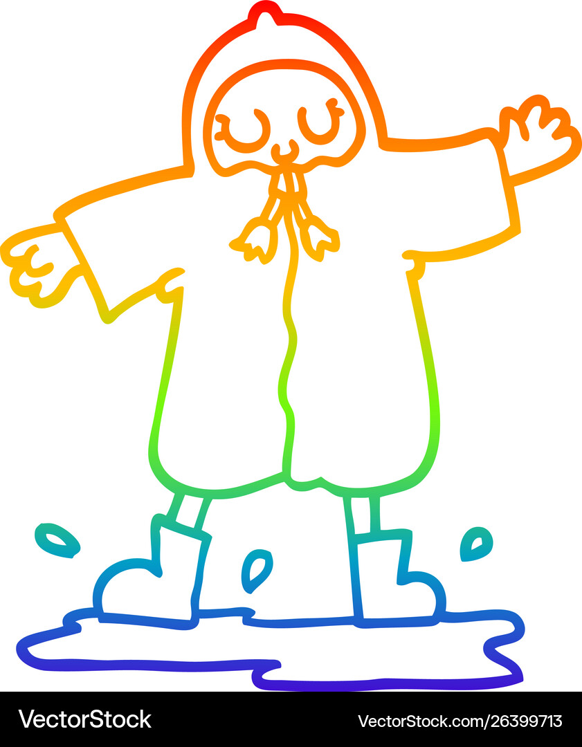 Rainbow gradient line drawing cartoon person Vector Image