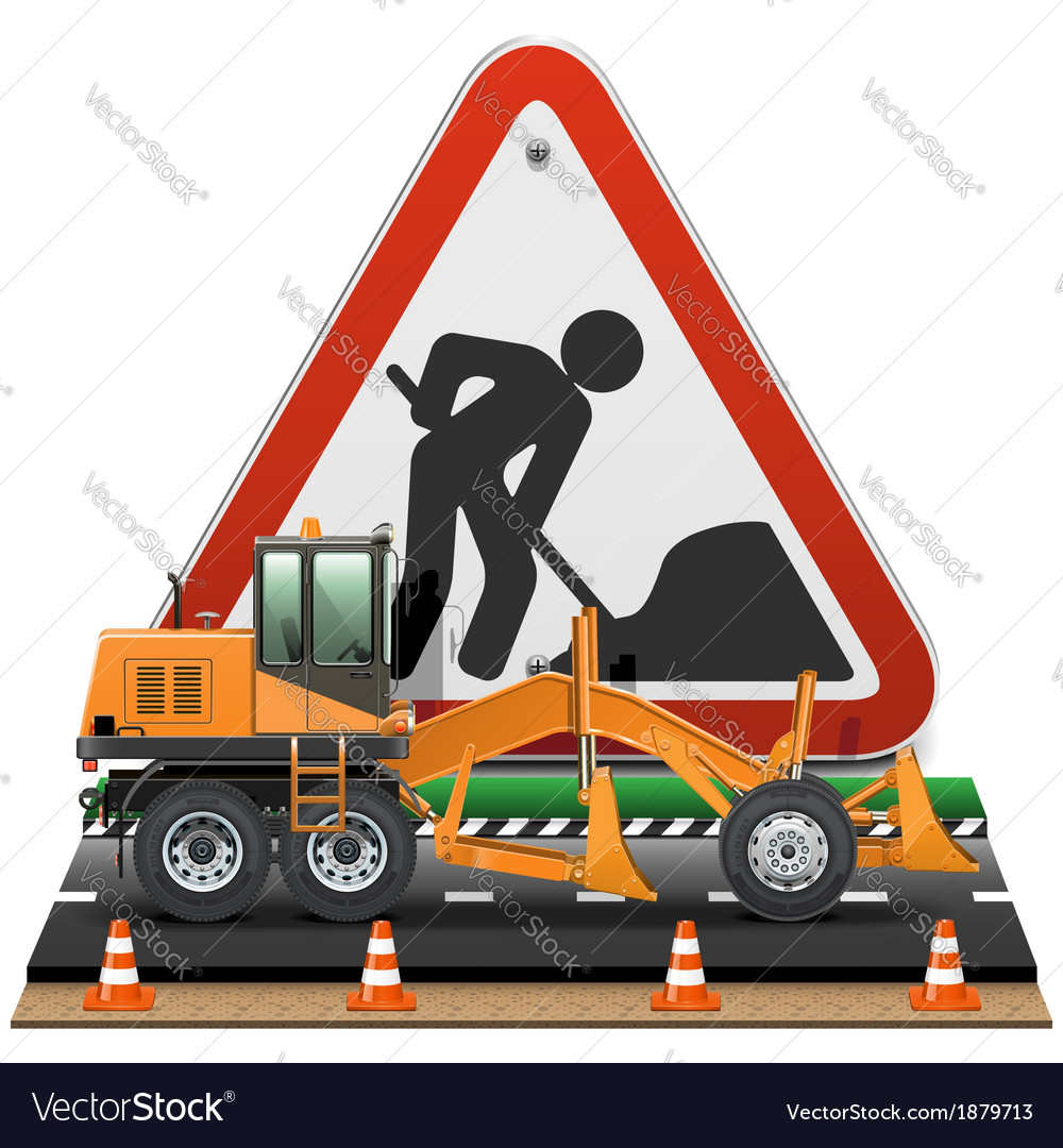 Road construction concept with sign Royalty Free Vector