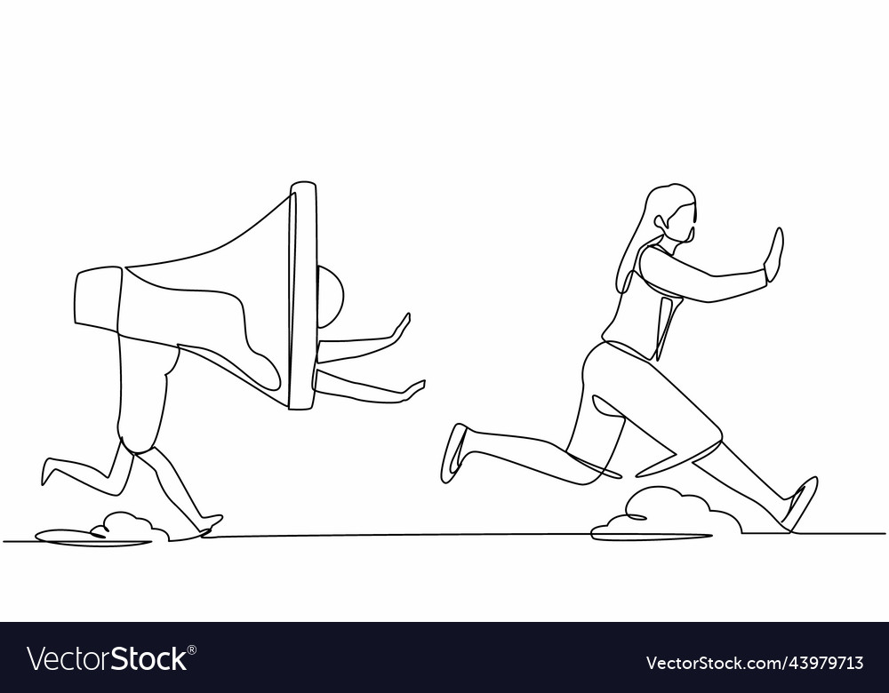 Single continuous line drawing scared Royalty Free Vector