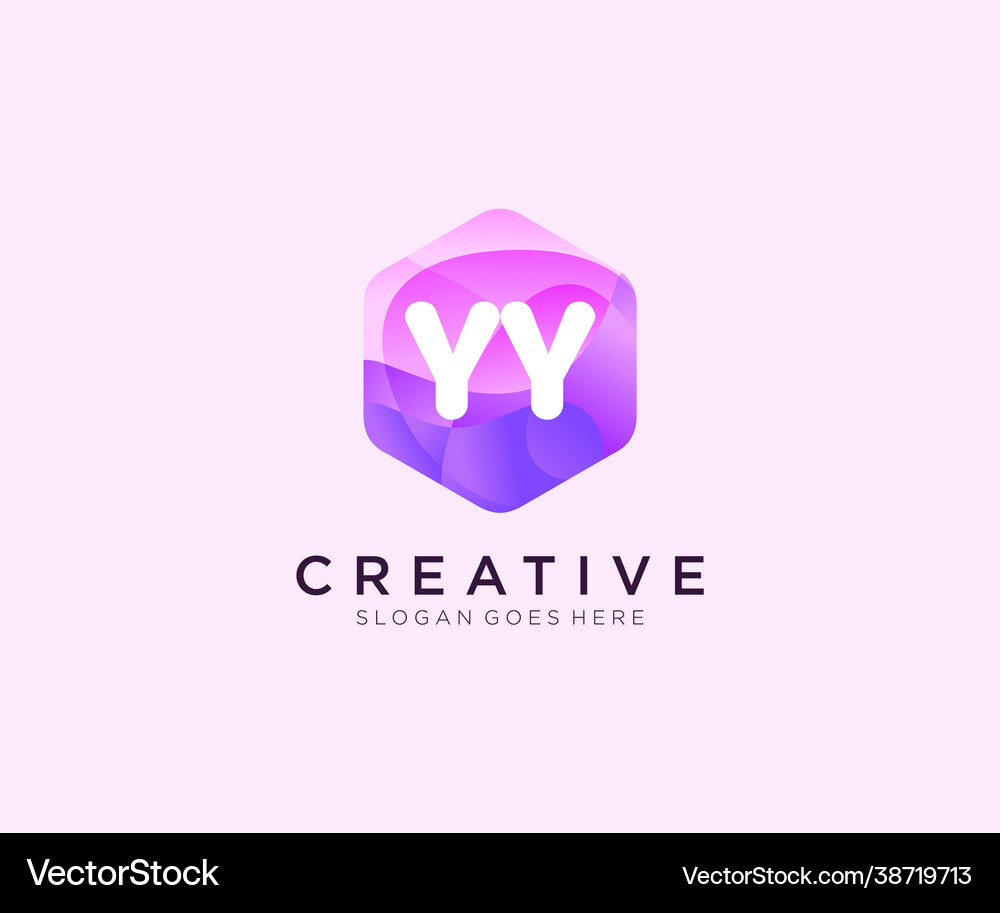 Yy initial logo with colorful hexagon modern Vector Image