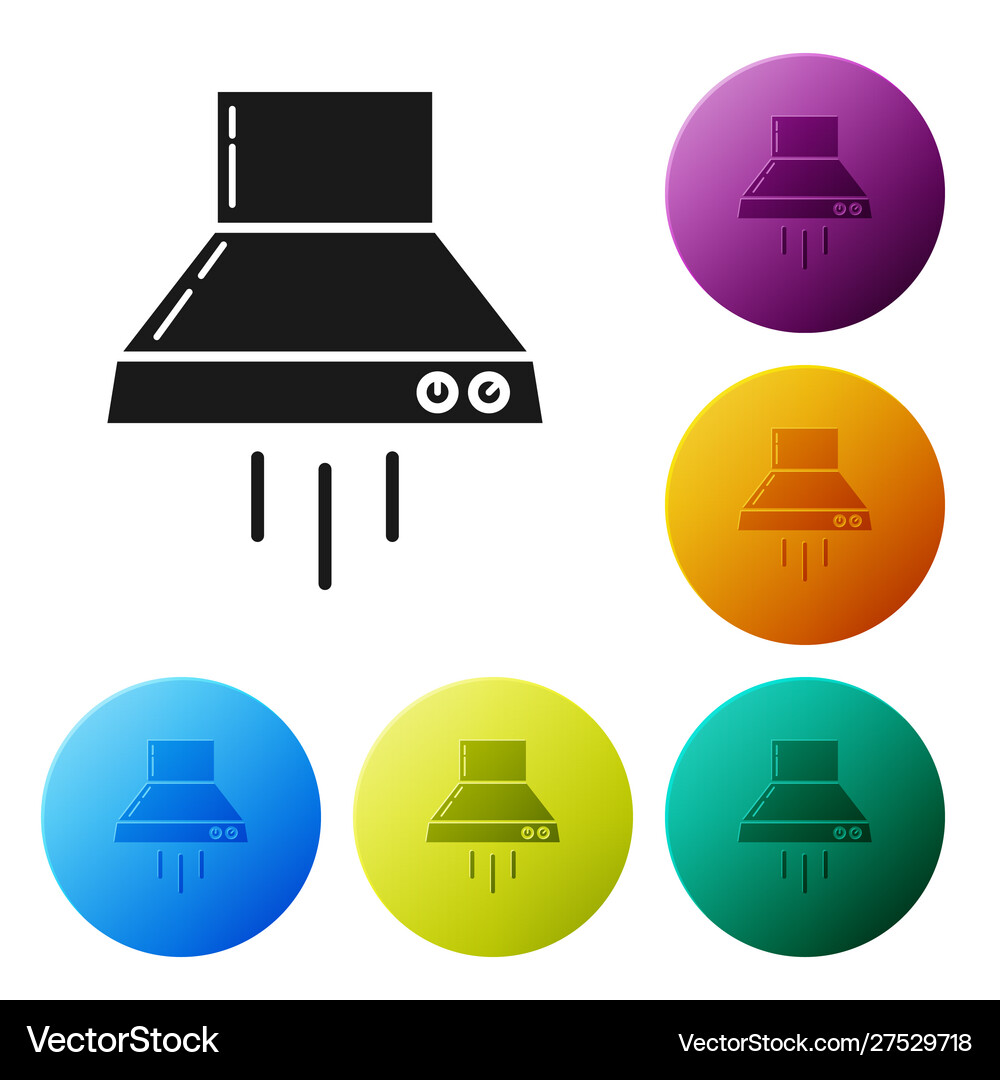 Black kitchen extractor fan icon isolated on white