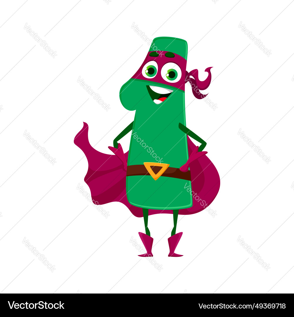 Cartoon math number one superhero character Vector Image