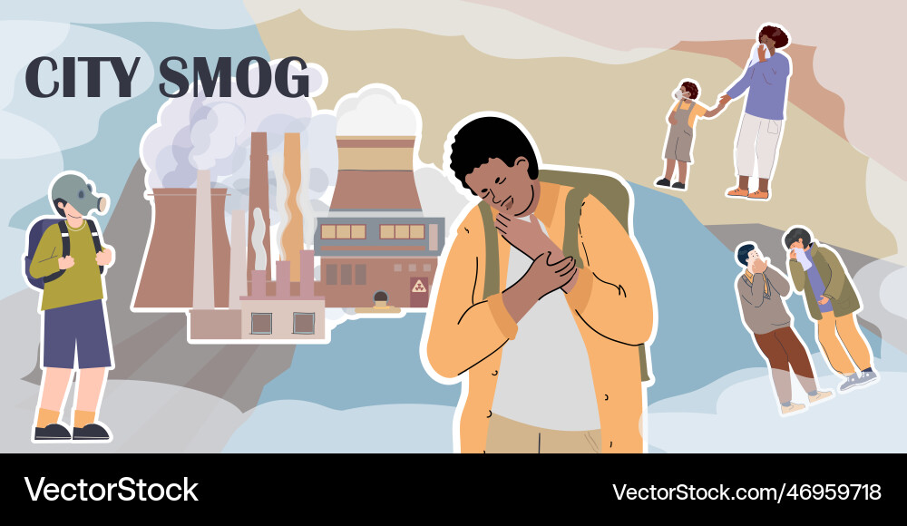City smog flat collage Royalty Free Vector Image