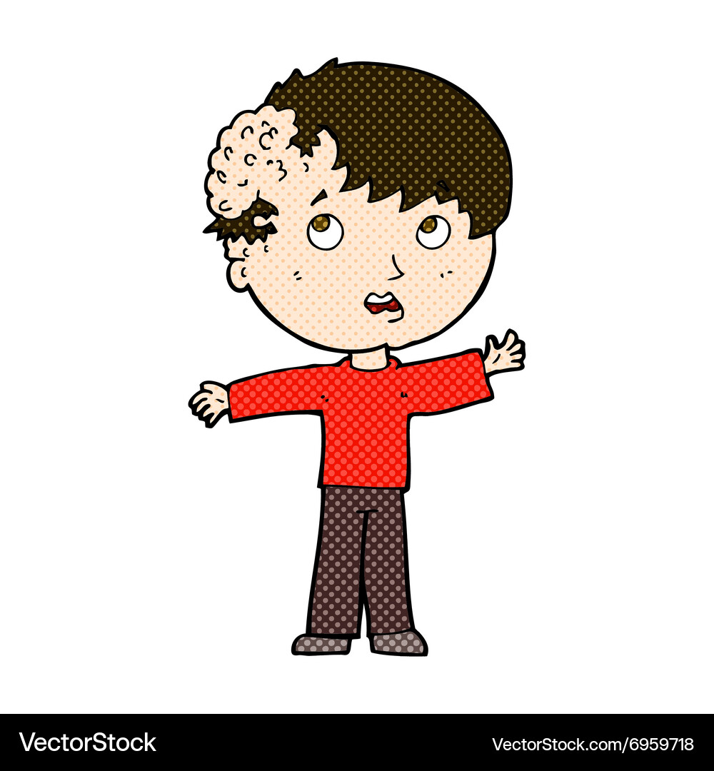 Comic cartoon boy with growth on head Royalty Free Vector