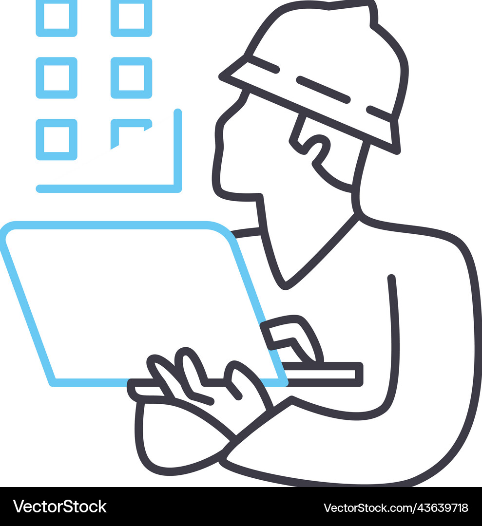 Construction oversight line icon outline symbol Vector Image