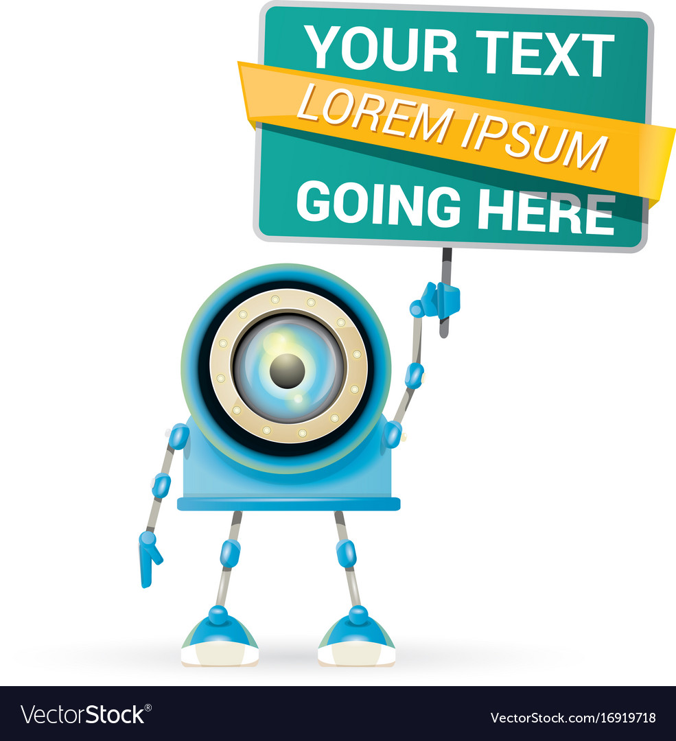 Funny cartoon blue robot character Royalty Free Vector Image Funny cartoon blue robot character Royalty Free Vector Image
