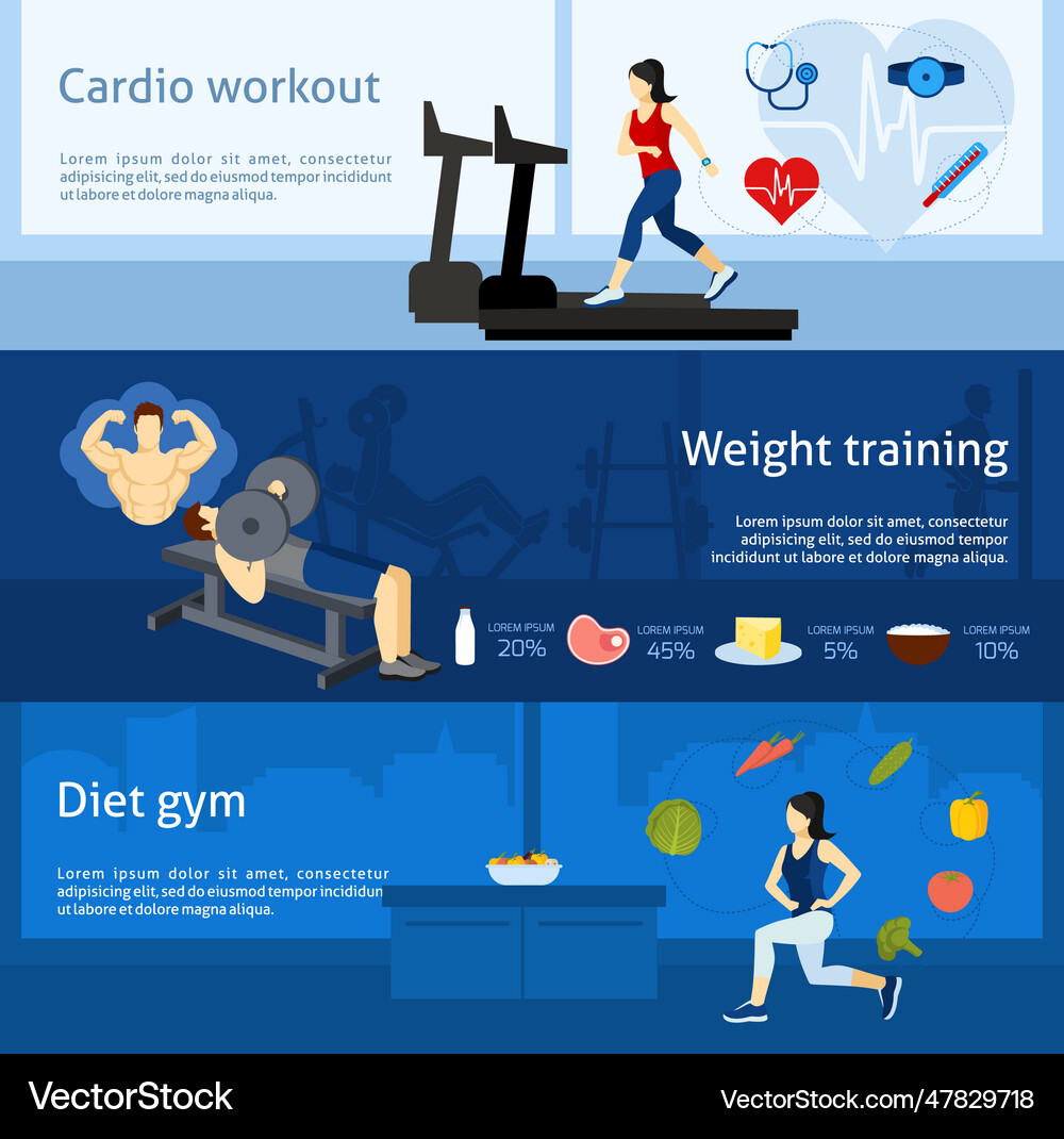 Gym workout banner workout banner Royalty Free Vector Image