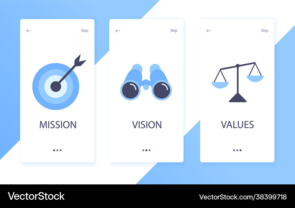 Mission vision and values flat style design icons Vector Image