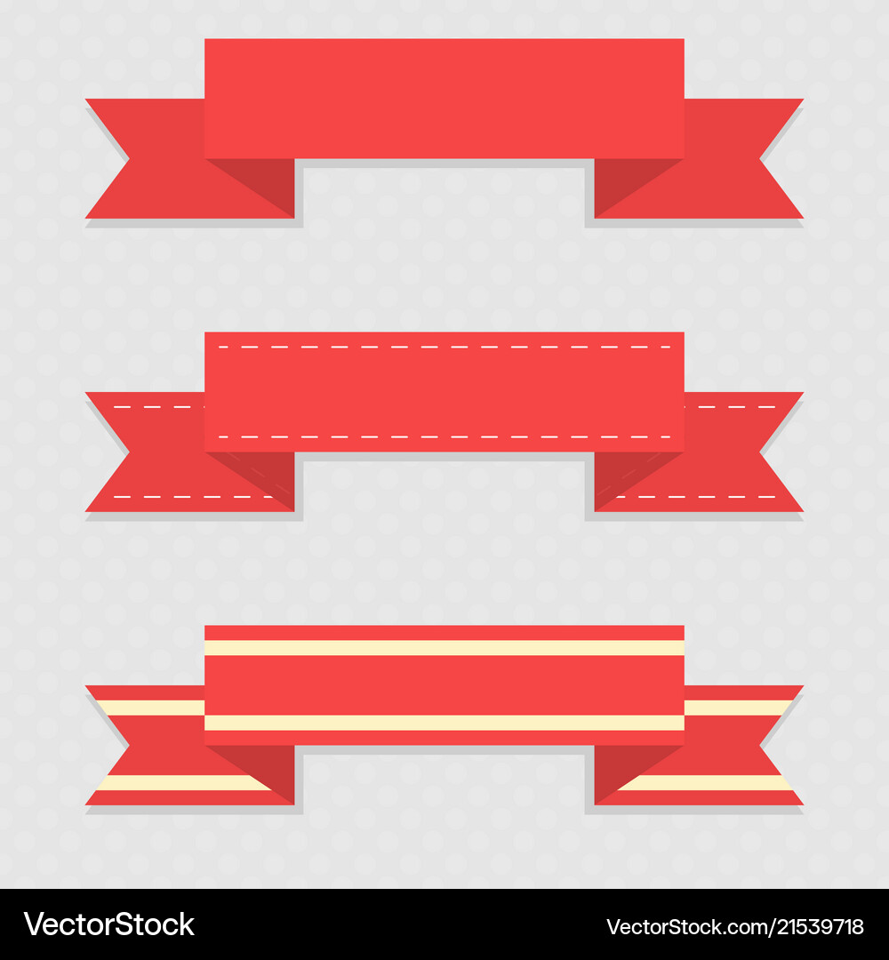 Red ribbon banners on gray background Royalty Free Vector