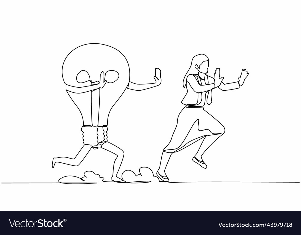 Single continuous line drawing scared Royalty Free Vector