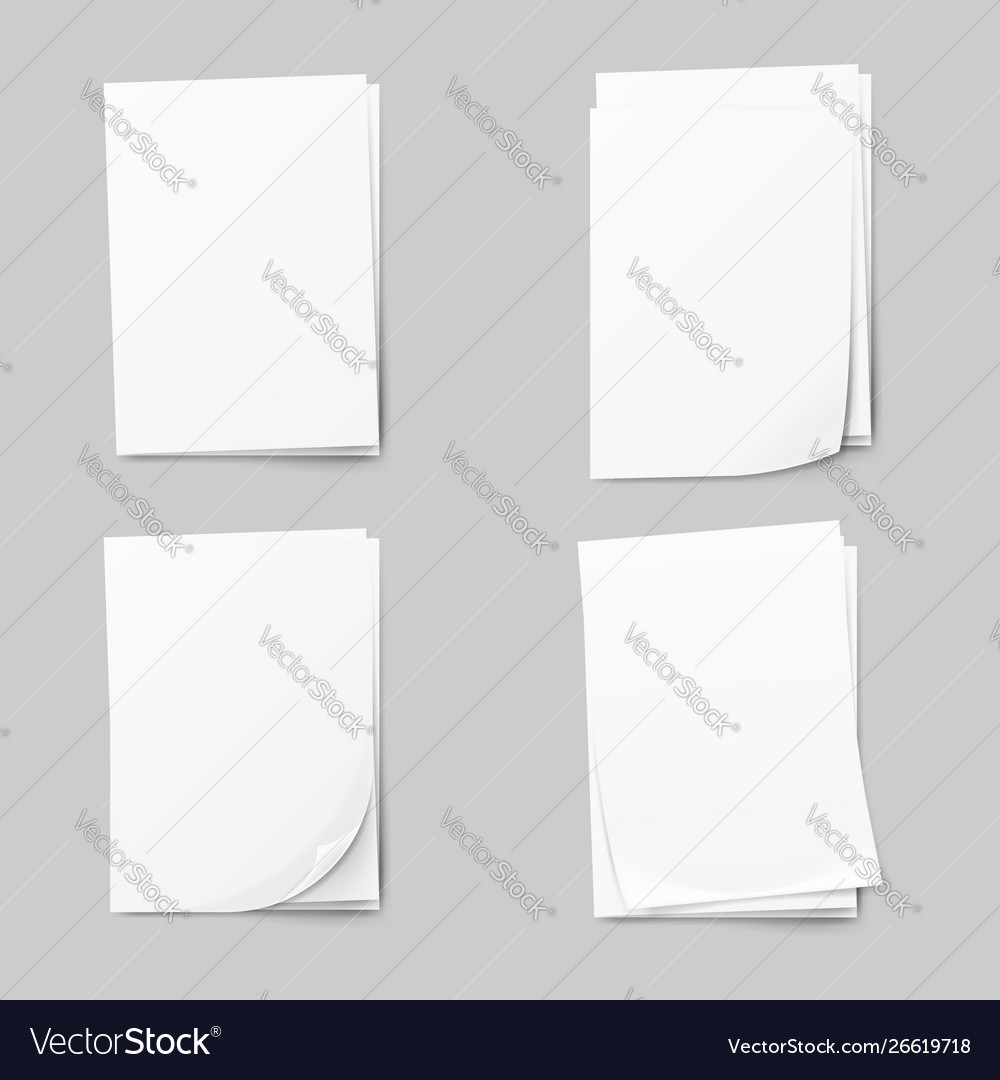 Stack blank papers set realistic collection Vector Image