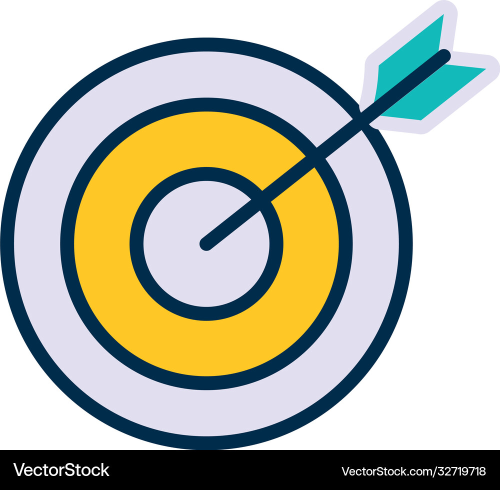 Target and bow icon line fill style Royalty Free Vector