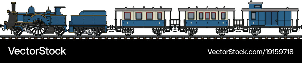 The vintage blue steam train Royalty Free Vector Image