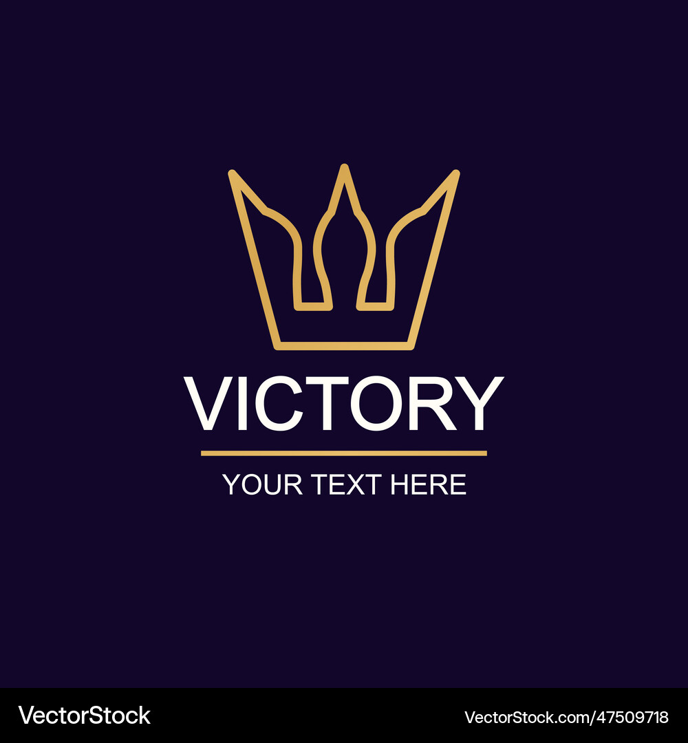 Victory crown emblem gold style Royalty Free Vector Image