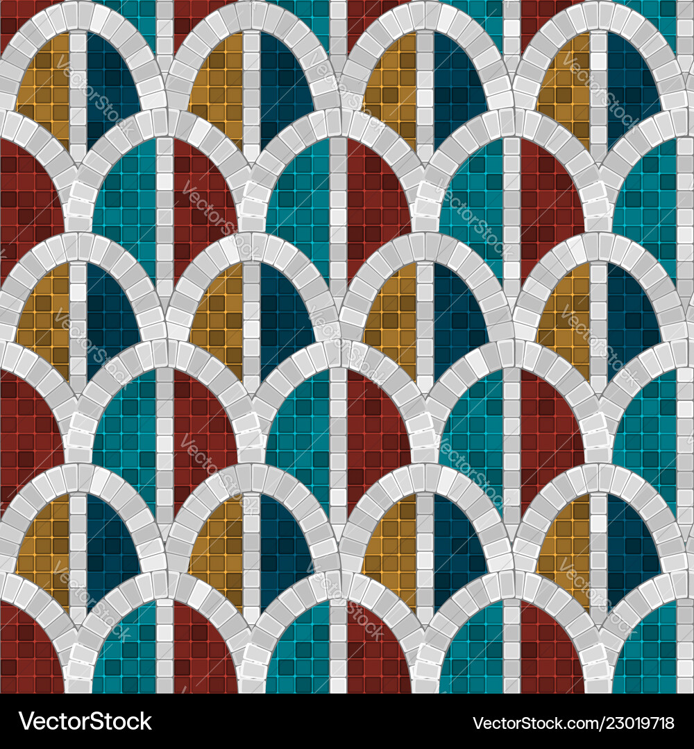 White arch mosaic seamless pattern in antique Vector Image