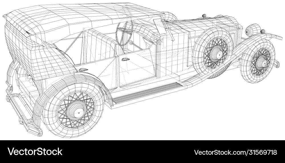 Wire-frame classic car layers of Royalty Free Vector Image