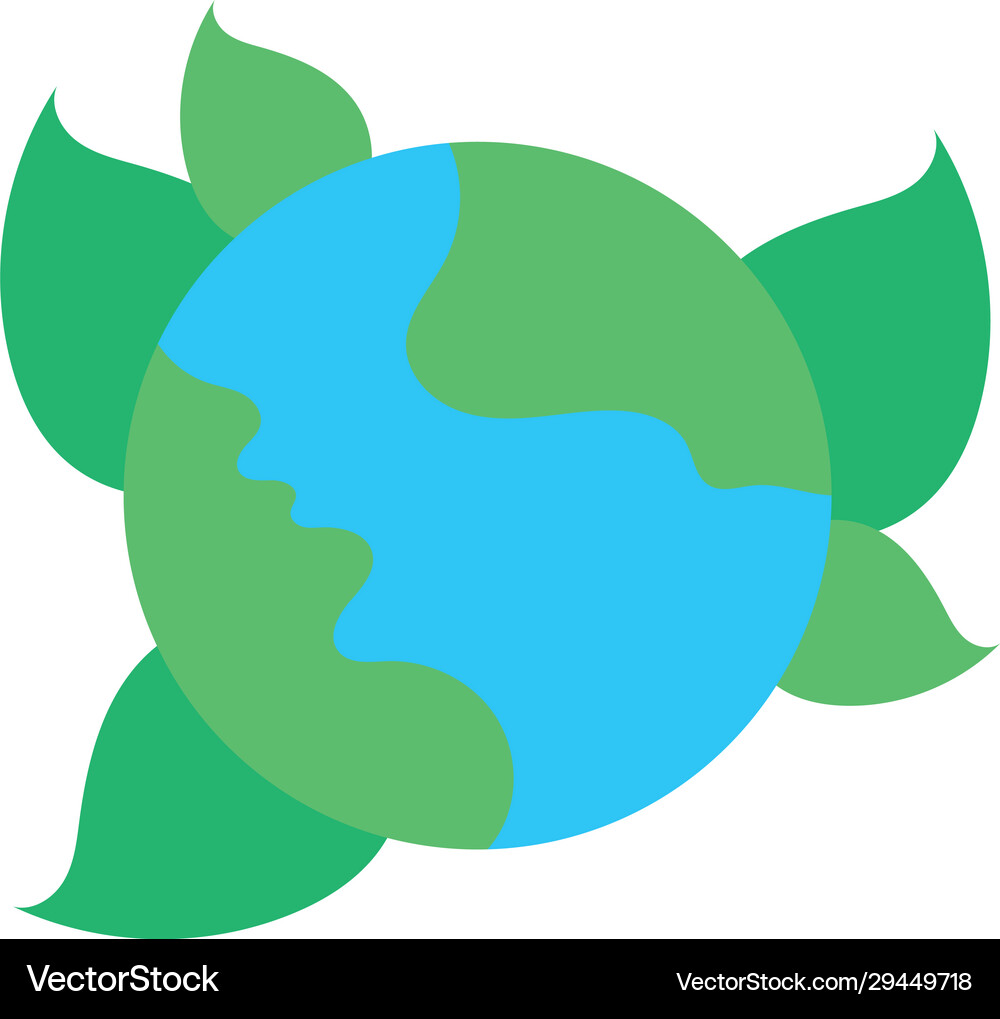 World planet earth with leafs plant flat style Vector Image