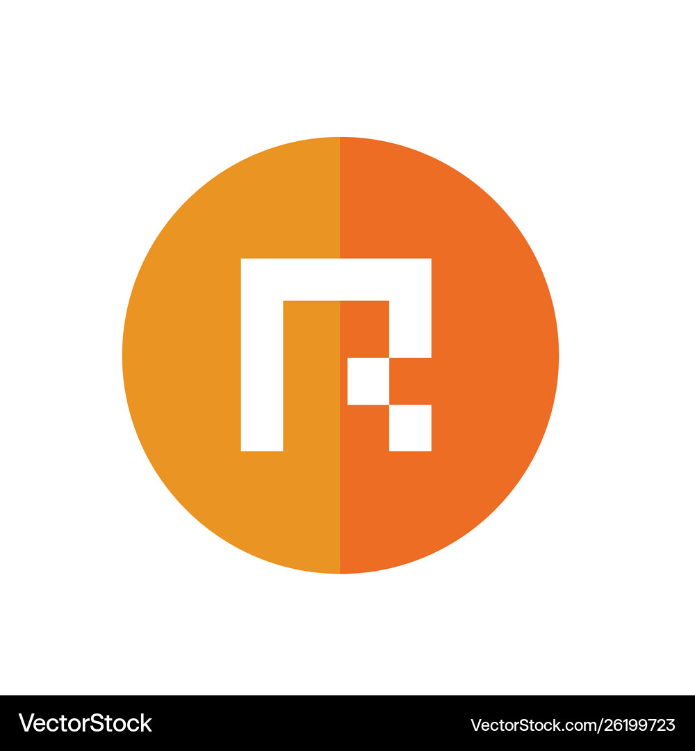 Alphabet r with orange circle flat icon design Vector Image