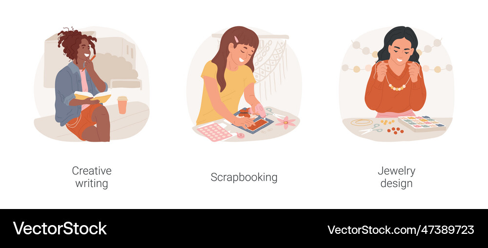 Art hobbies isolated cartoon Royalty Free Vector Image