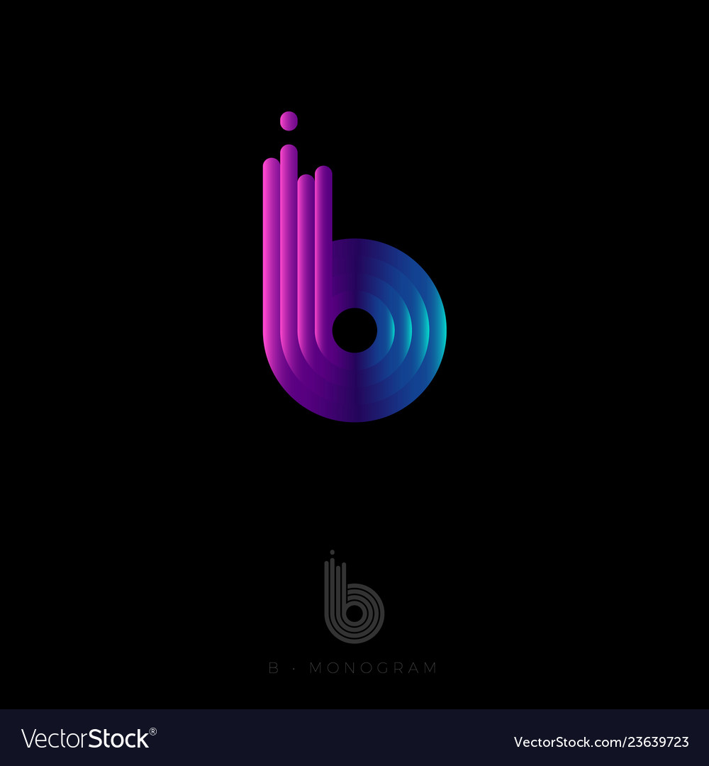B monogram logo rounded stripes gradient Vector Image