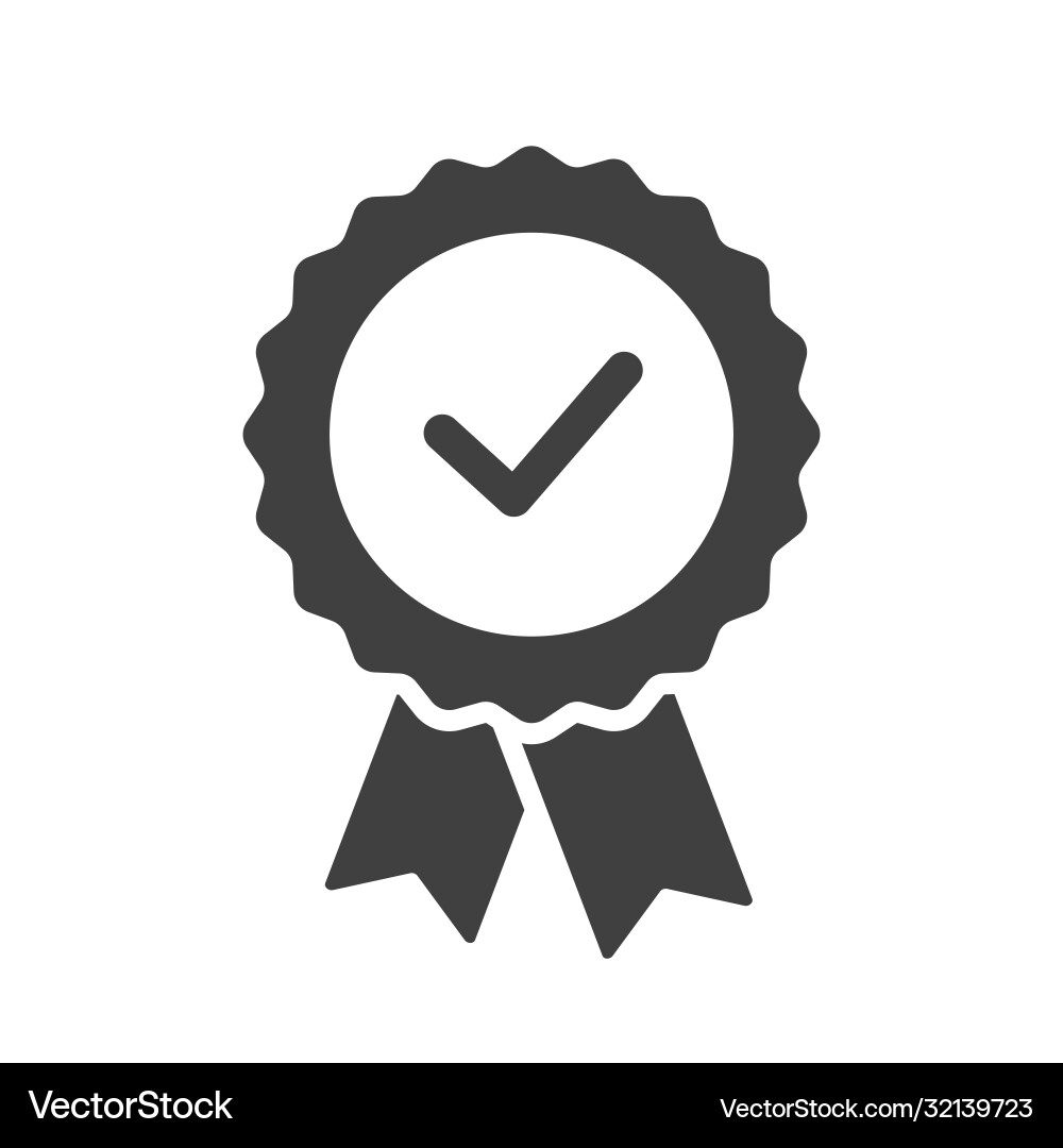 Certified or approved ribbon with checkmark Vector Image