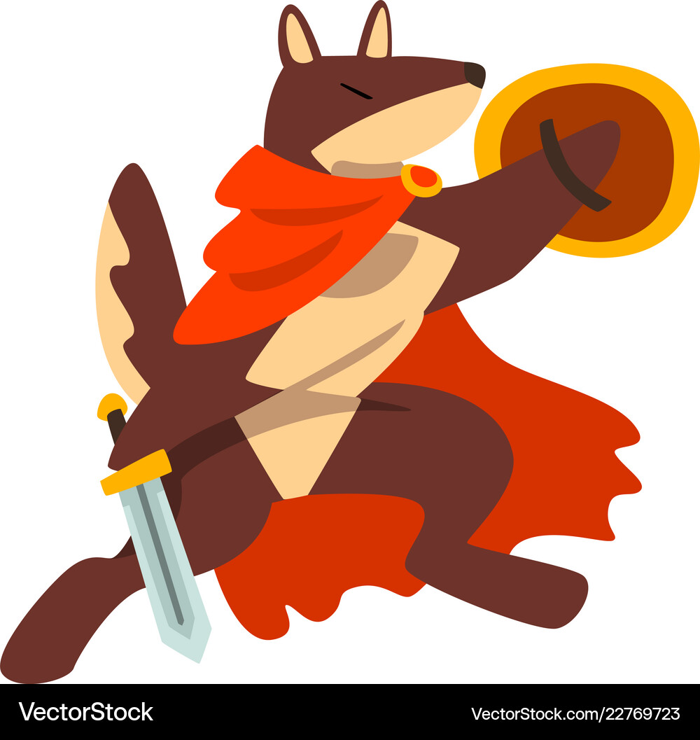 Gladiator dog character fighting with sword and Vector Image