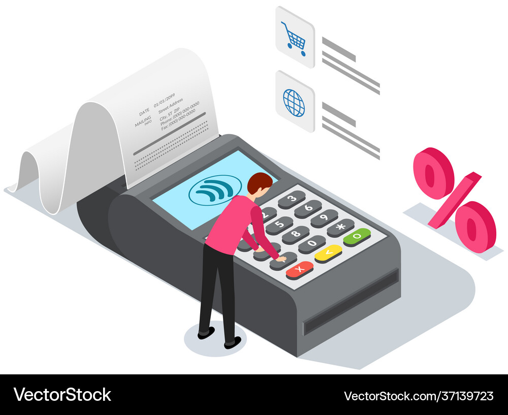 Guy receives check for payment online Royalty Free Vector