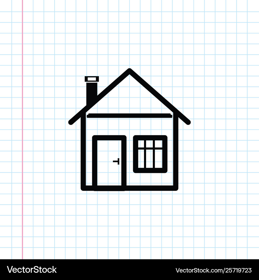 Hand drawn detached house home icon Royalty Free Vector