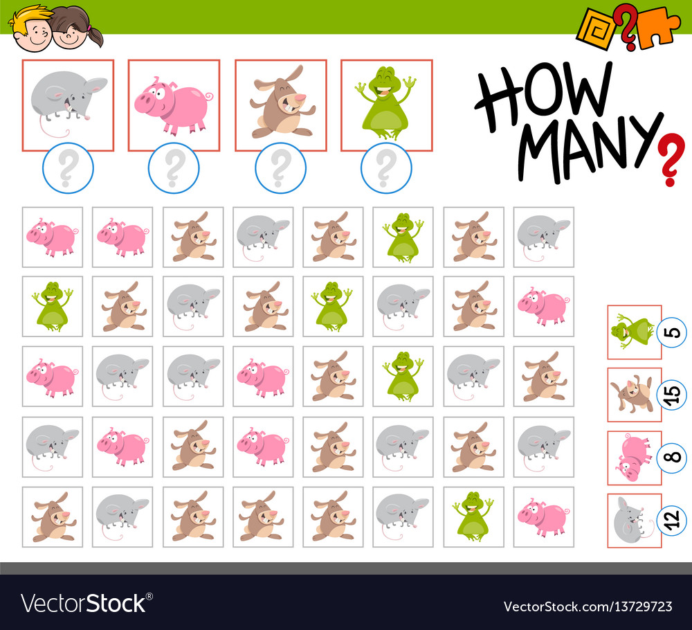 How many animals activity Royalty Free Vector Image