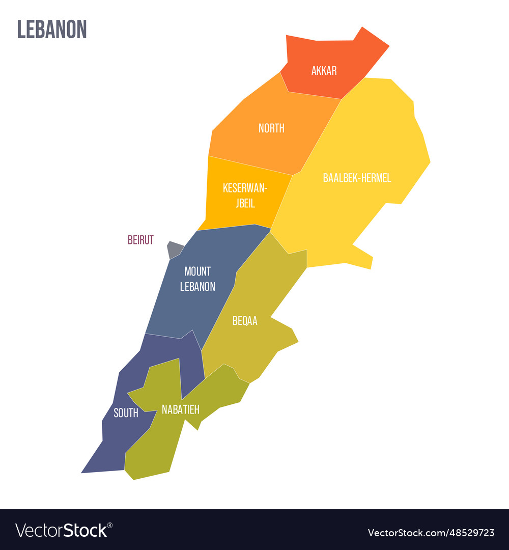 Lebanon political map of administrative divisions Vector Image Lebanon political map of administrative divisions Vector Image