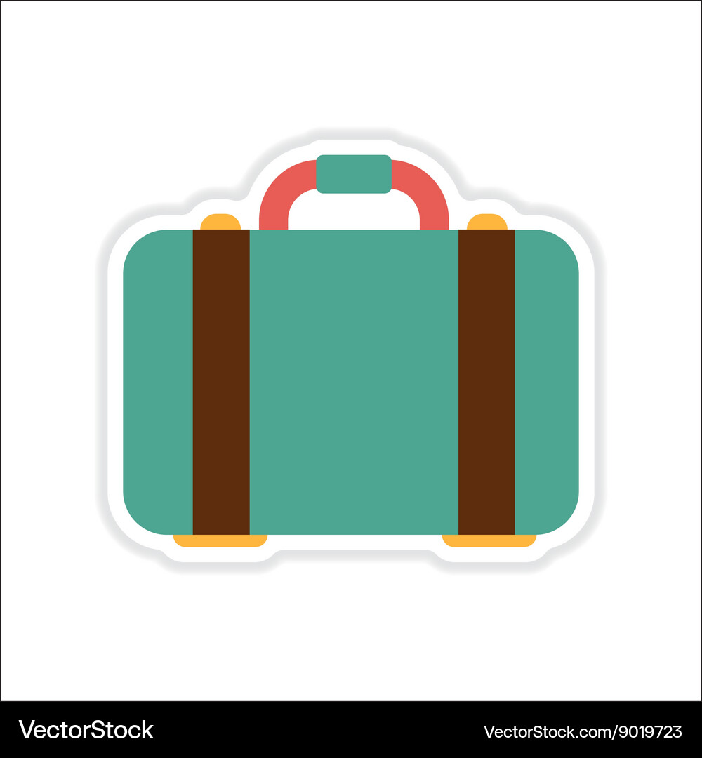 Paper sticker on white background suitcase bag Vector Image
