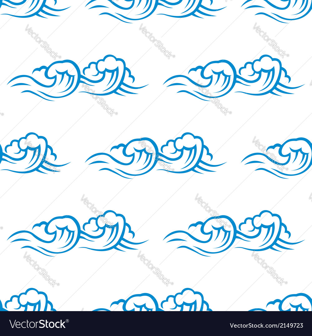 Seamless pattern cresting ocean waves Royalty Free Vector