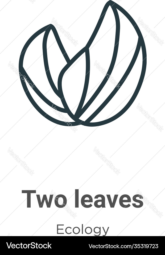 Two leaves outline icon thin line black Royalty Free Vector