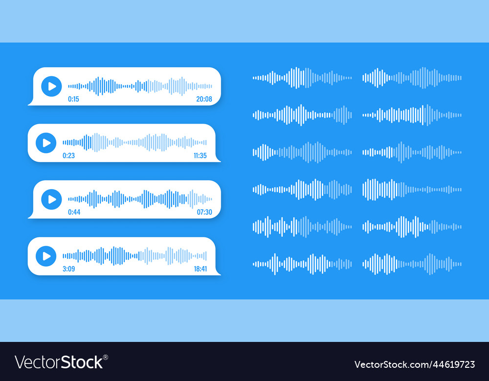 Voice audio message blue speech bubble sms text Vector Image