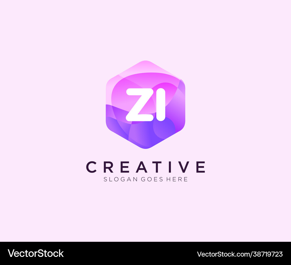Zi initial logo with colorful hexagon modern Vector Image